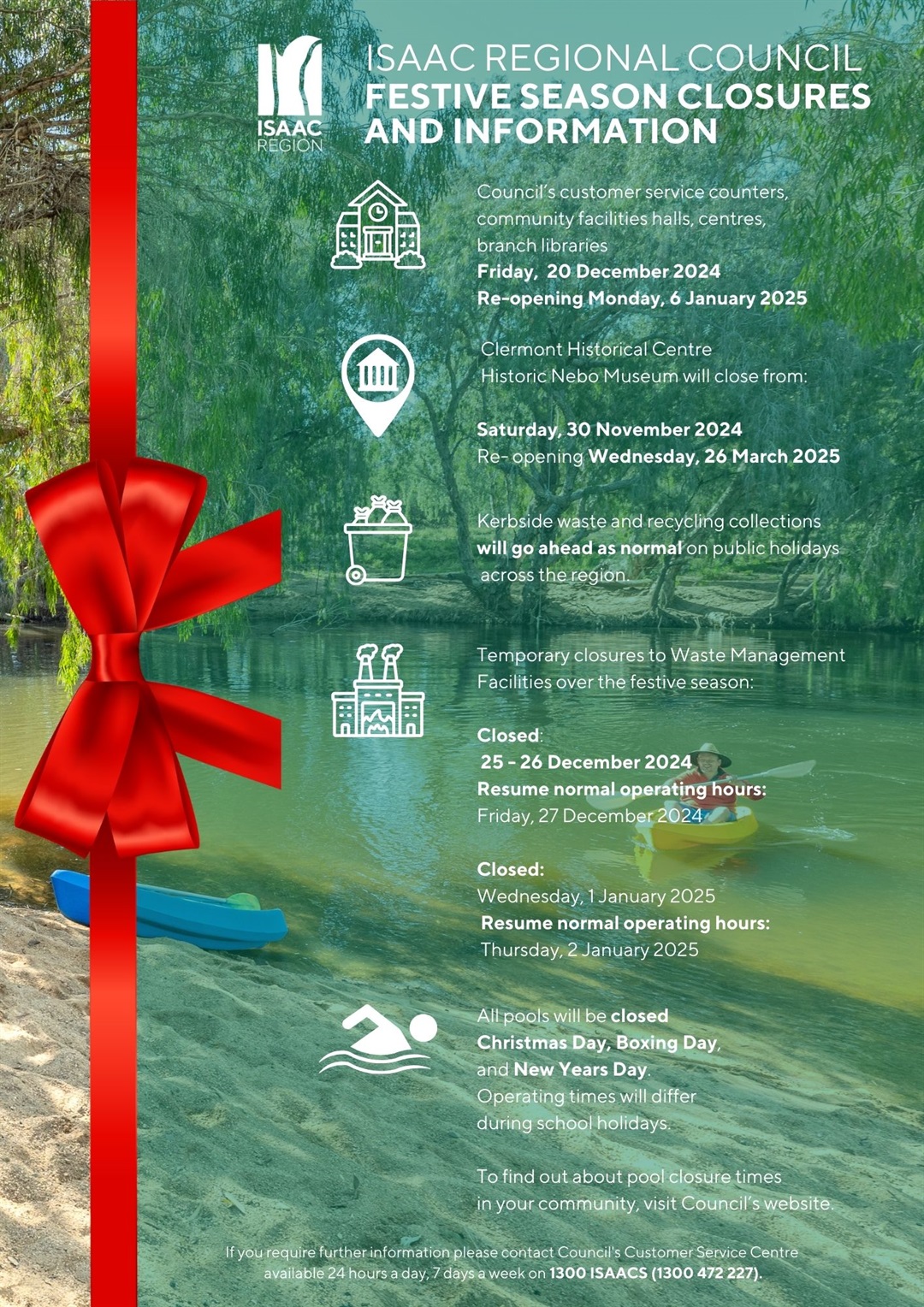 Festive Season closures 2024-2025 - Isaac Regional Council